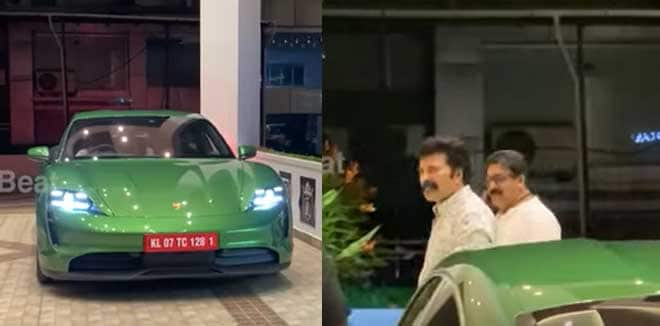 ഒന്നരക്കോടിയുടെ ഇലക്ട്രിക് കാറിൽ മമ്മൂക്കയുടെ എൻട്രി: ‘പോർഷെ ടെയ്കാൻ ഫോ ...
