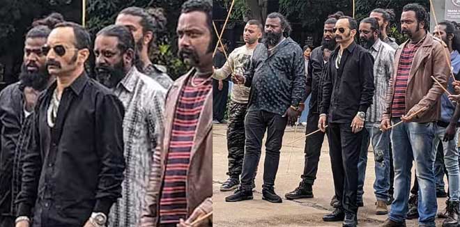 കട്ടിമീശയും കറുപ്പ് വസ്ത്രവുമണിഞ്ഞ് കലിപ്പ് ലുക്കില്‍ ഫഹദ്: ‘ആവേശം ...
